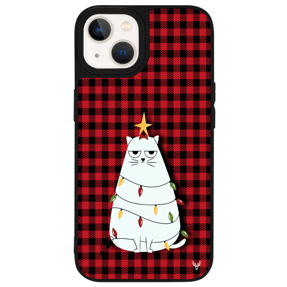 iPhone 15 Cartoon Cat Christmas Tree Telefon Kılıfı – Deercase