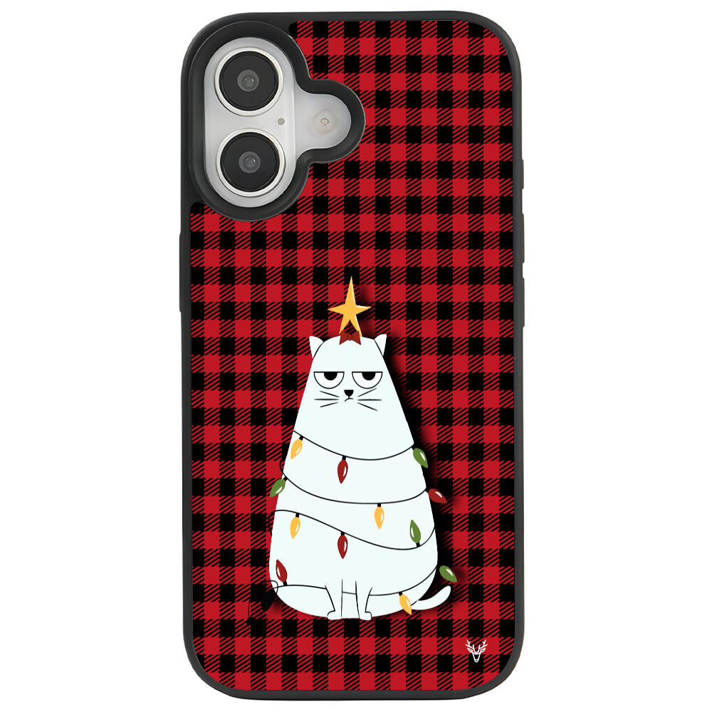 iPhone 16 Cartoon Cat Christmas Tree Telefon Kılıfı – Deercase